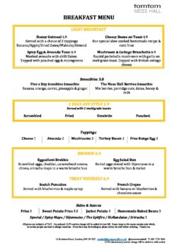 MESS HALL MENUS :Tomtom Coffee House – Belgravia, London